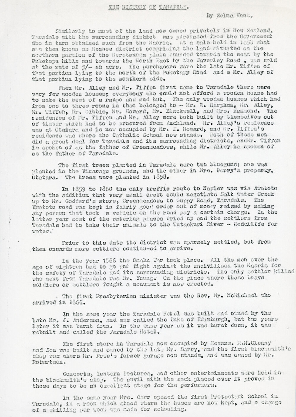 History of Taradale | Hastings District Libraries